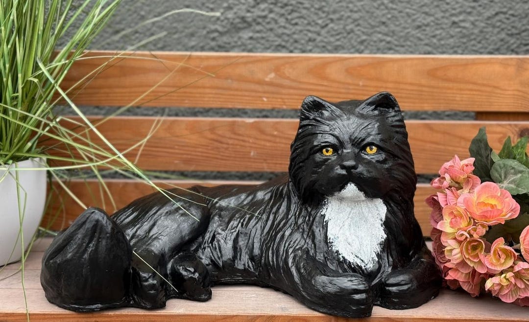 Stoneandstyle Stone Cat Figure, Lying Down, Large, Frost-resistant, 13. ...