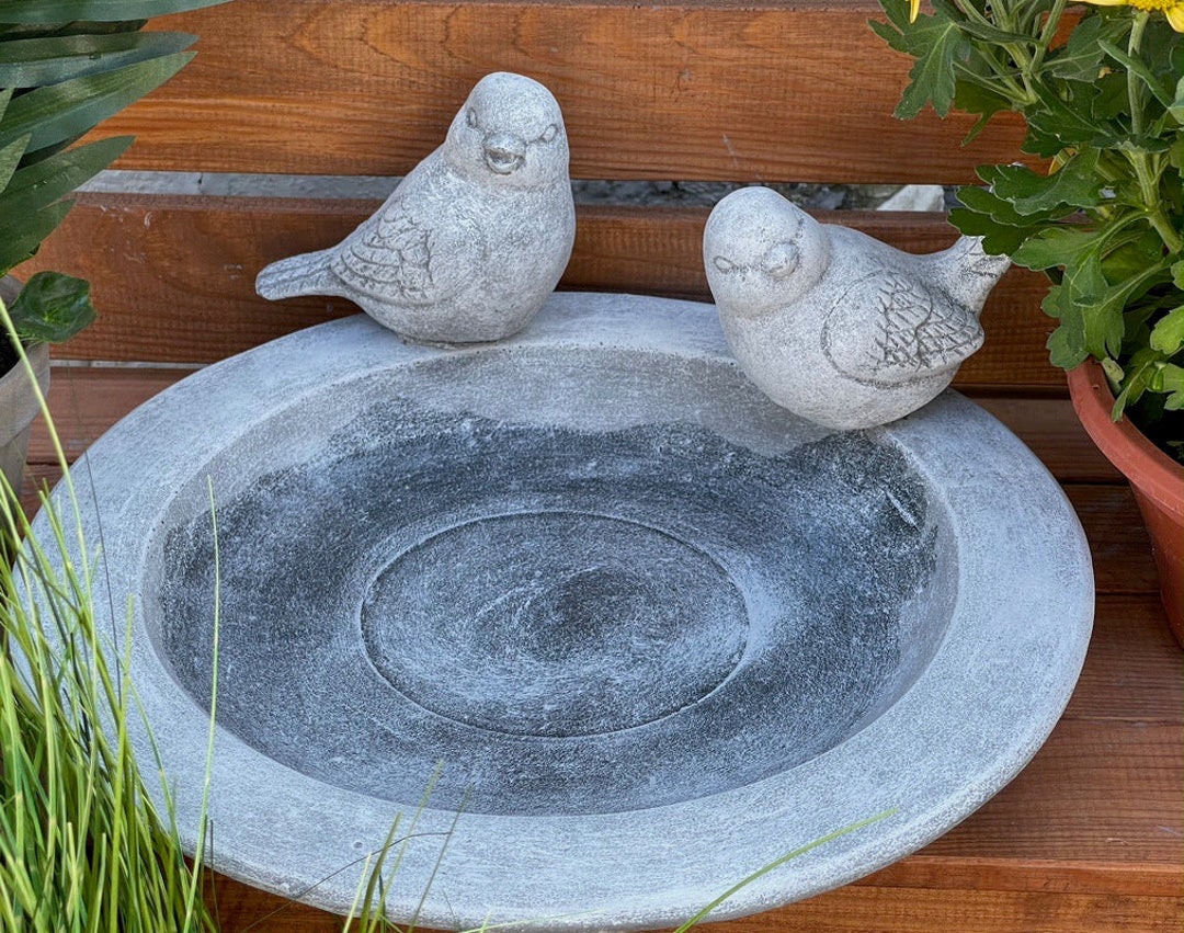 Stone and Style Bird Bath Plate 2 Birds (pluggable) Garden Decorative ...