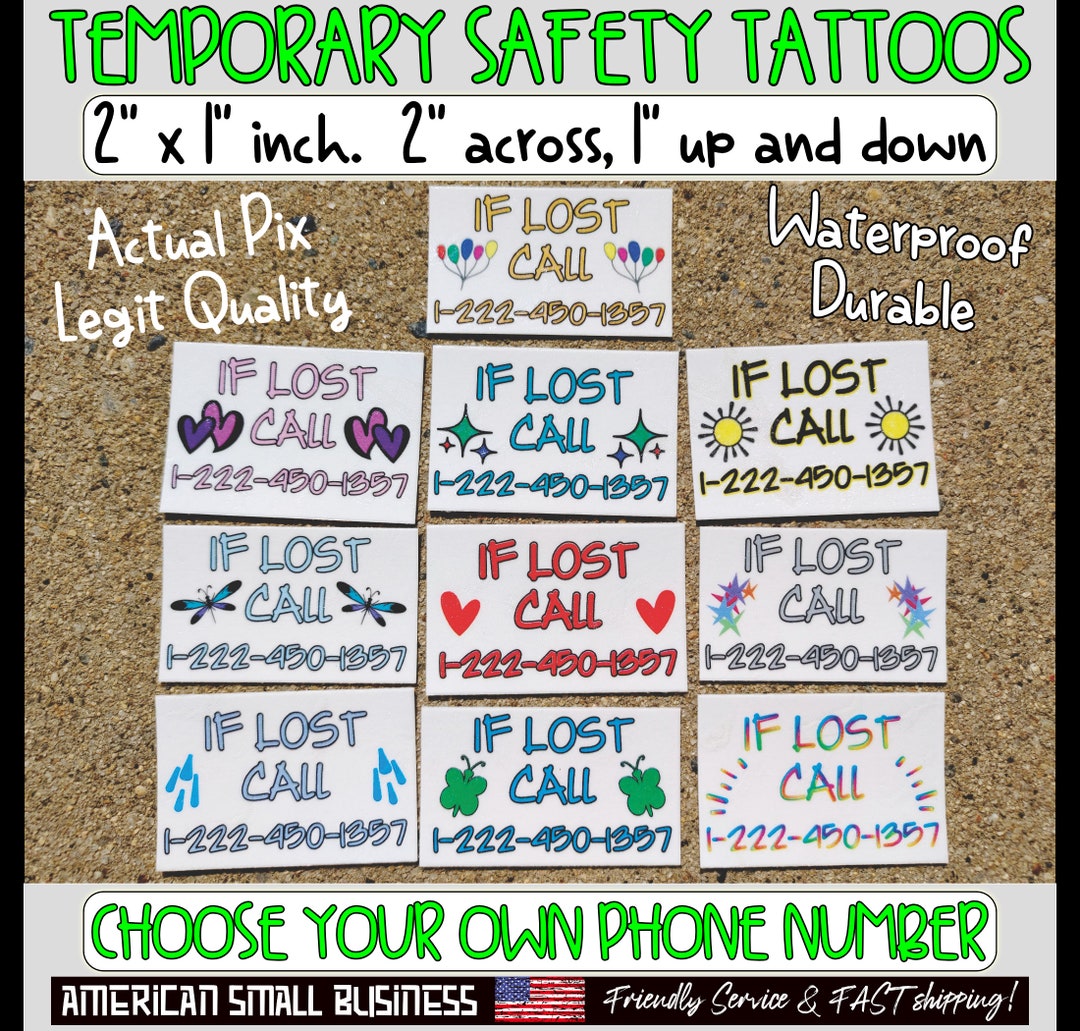 Child Safety Tattoos Personalized With Phone Number Temporary - Etsy