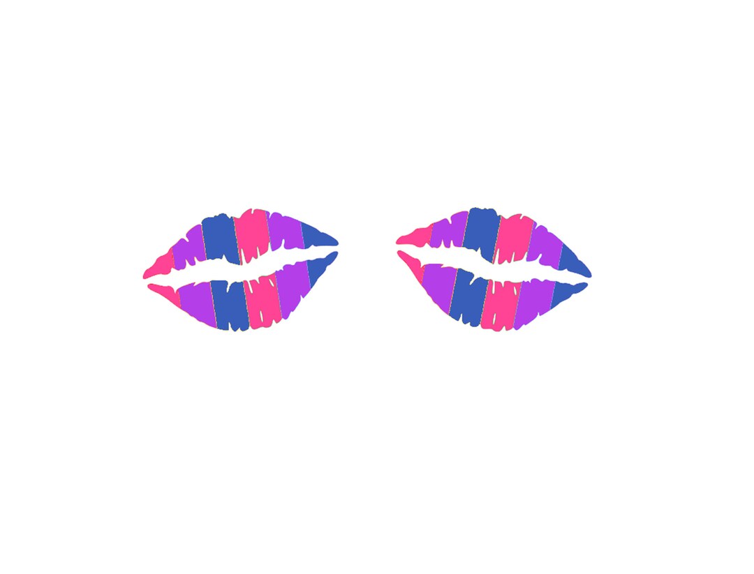 Lips Temporary Tattoos in Bisexual Flag Colors, 2 LGBTQIA+ Lip Tattoo ...
