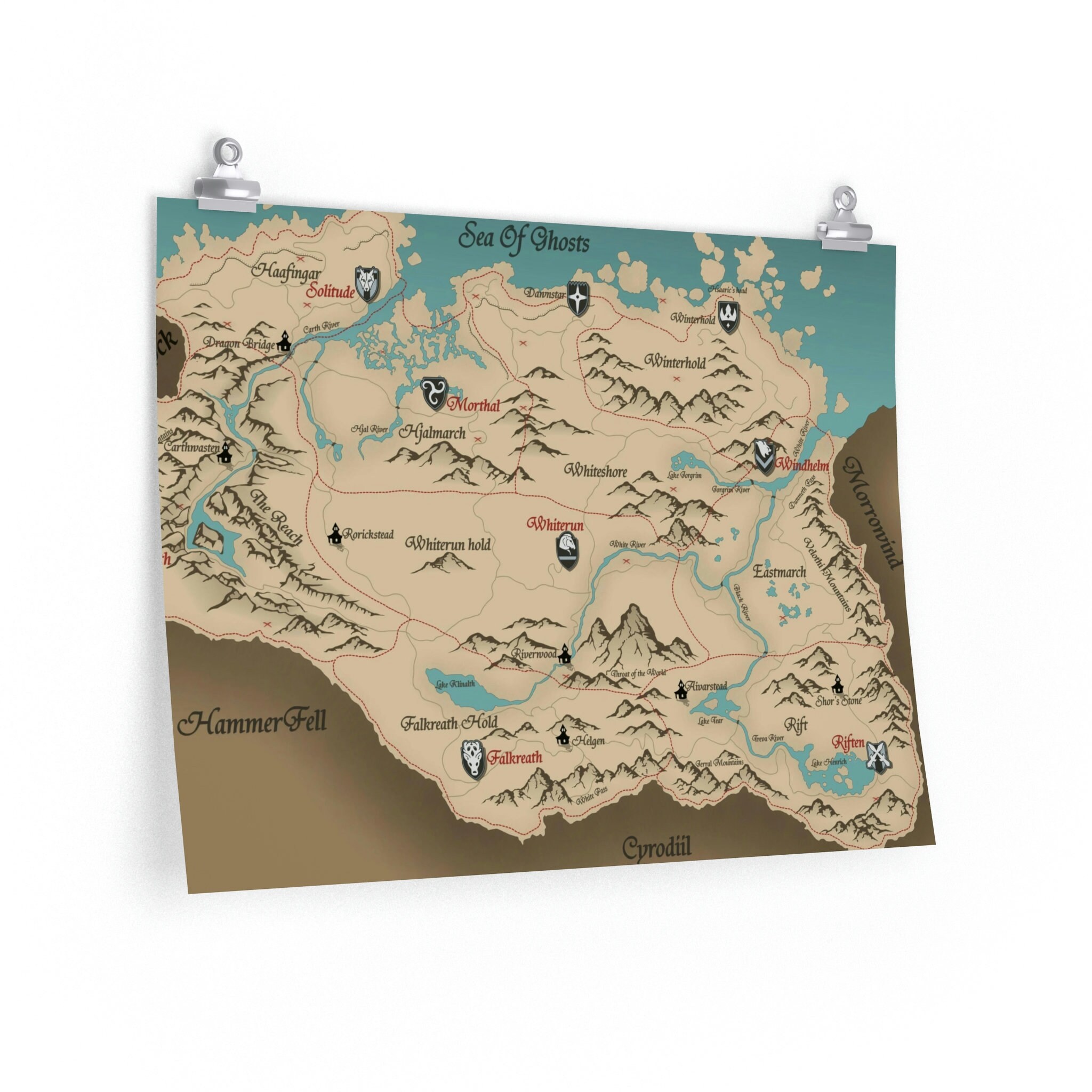 Skyrim Map Poster Skyrim Decor Map of Skyrim the Elder - Etsy