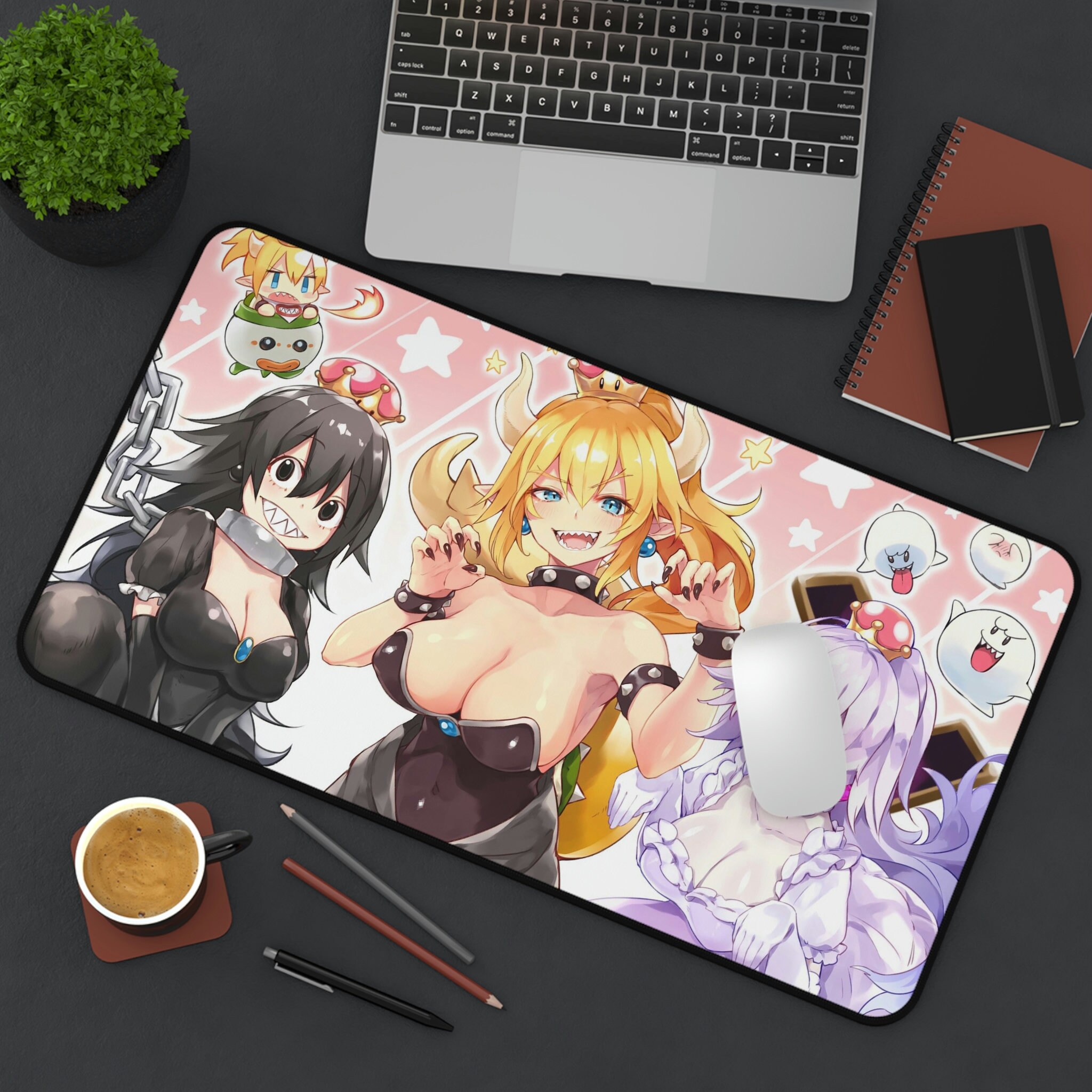 Sexy Bowsette And Booette Anime Mousepad Doujin Desk Mat Etsy