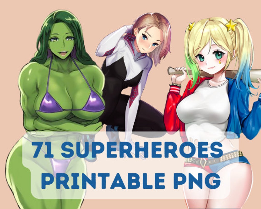 71 Sexy Female Superheroes Digital Printable Pngs Mcu And Dc Clipart
