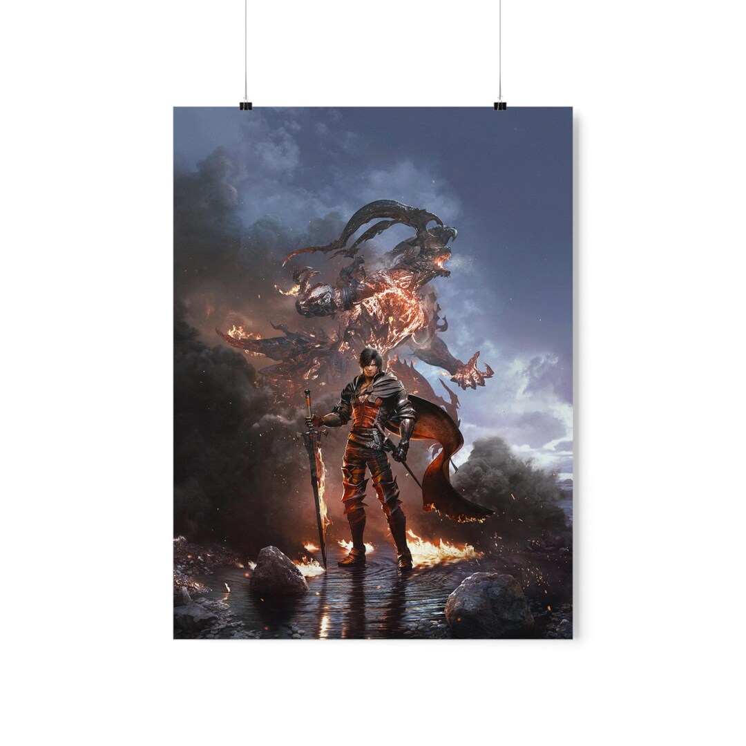Final Fantasy 16 Clive Rosfield and Ifrit Poster • FFXVI Wall Art ...