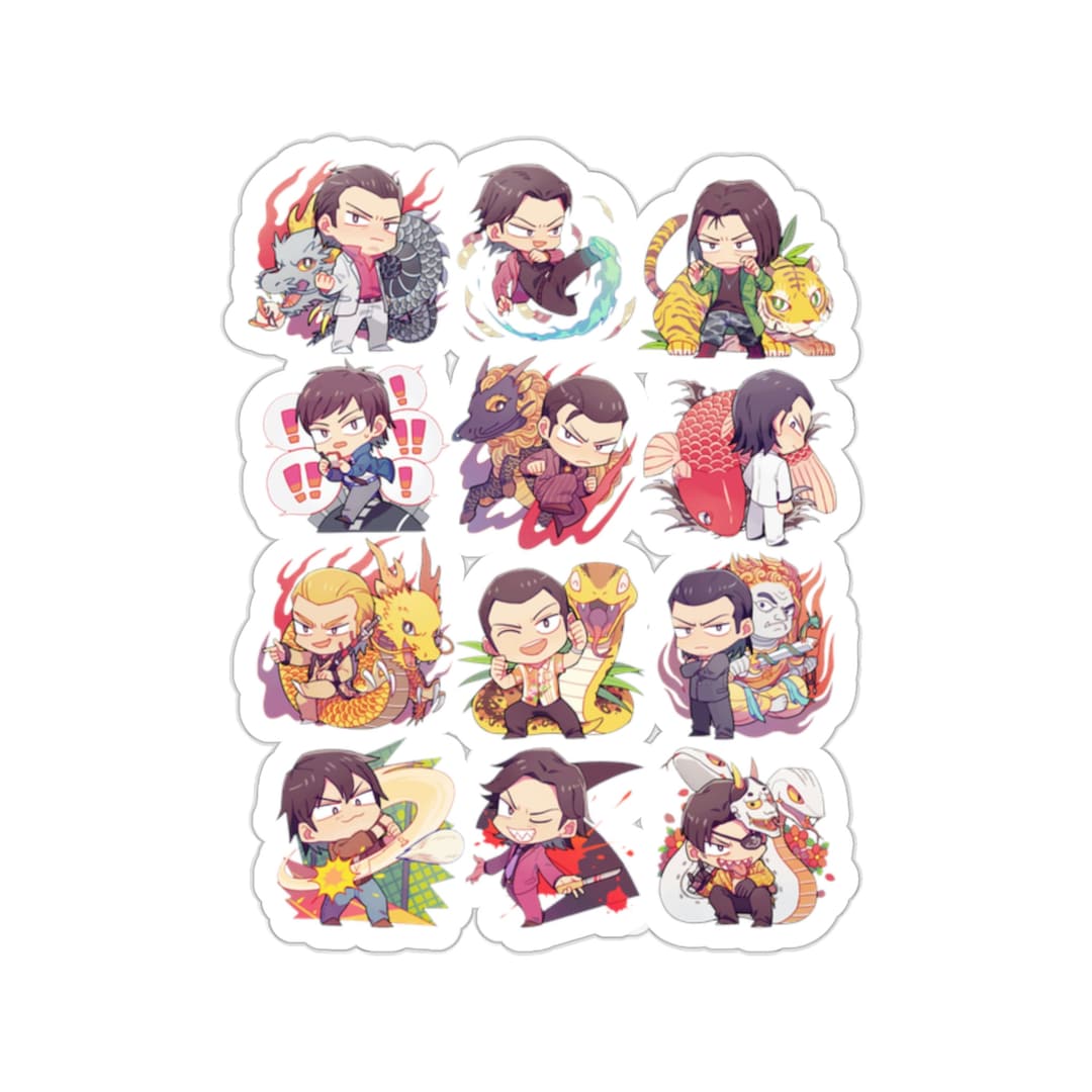 Yakuza Chibi Characters Waterproof Sticker • Gaming Vinyl Car Decal - Etsy