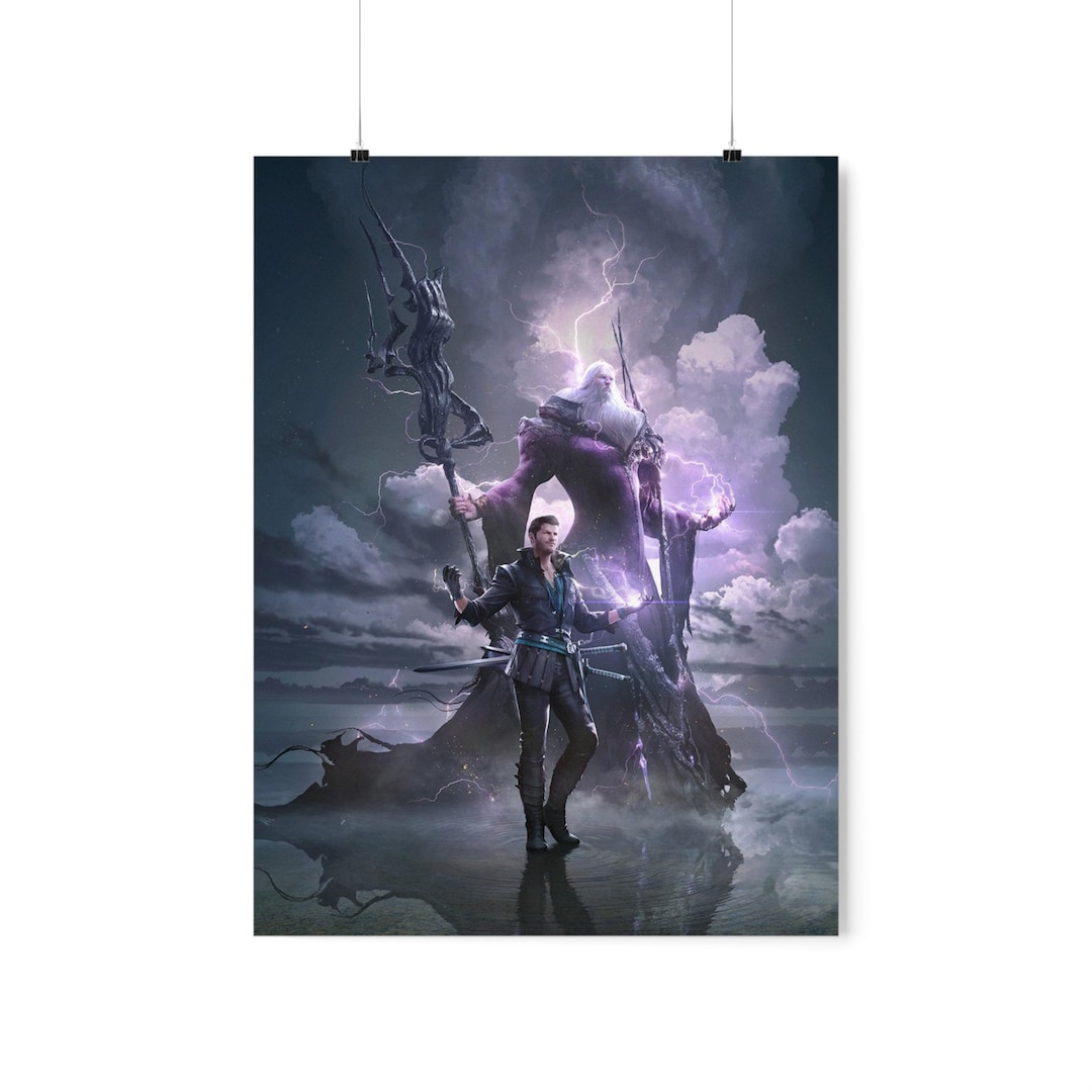 Final Fantasy 16 Ramuh and Cidolfus Telamon Poster • FFXVI Wall Art ...