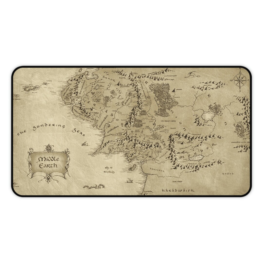 Lord of the Rings Map Desk Mat • Middle Earth Mousepad • Heroic Fantasy ...