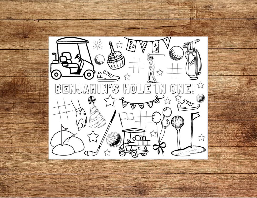 Hole in One Golf Birthday Coloring Sheet, First Birthday Par-tee ...