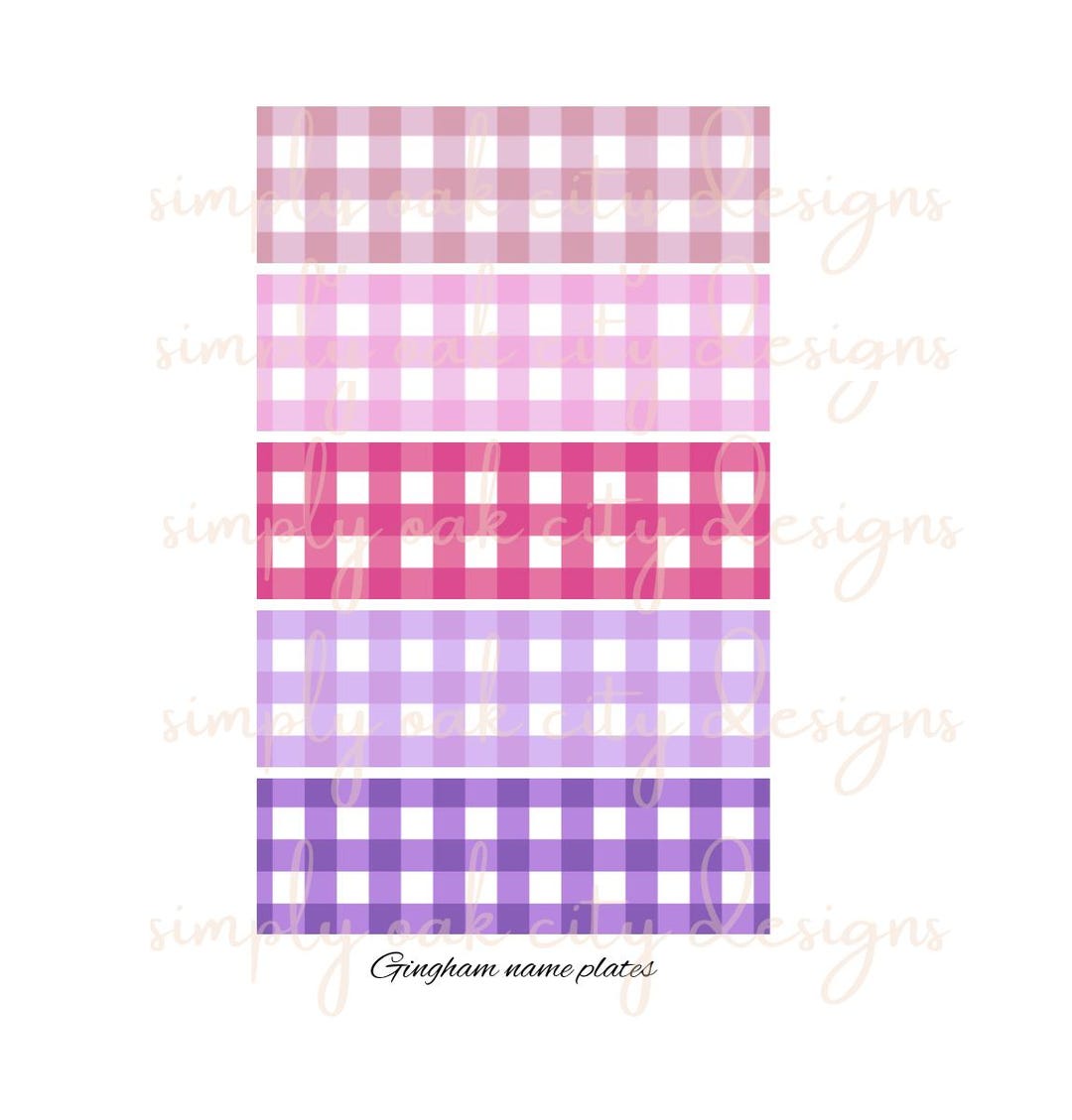 Gingham Name Plate Bundle Png, Pink Purple Girl Digital Download ...