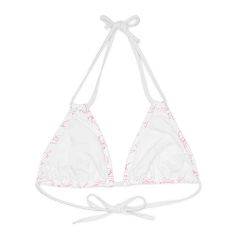 Coquette Pink Bow Strappy Triangle Bikini Top Coquette Clothing Preppy ...