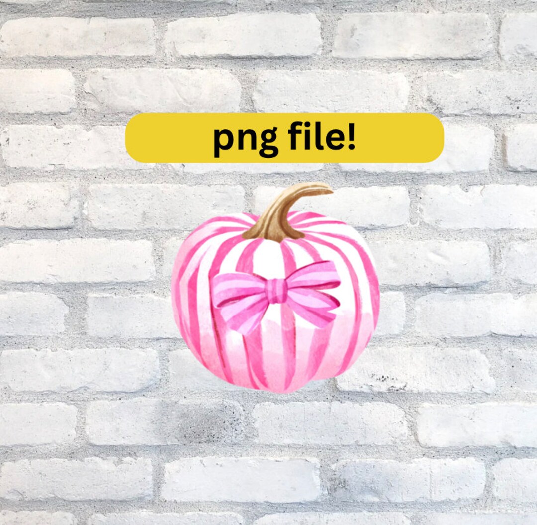 Preppy Pink Pumpkin With Bow PNG, Watercolor Pink Bow Coquette Pumpkin ...
