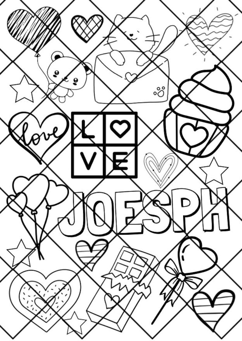 Custom Valentines Day Coloring Pages / Name Coloring Page / - Etsy