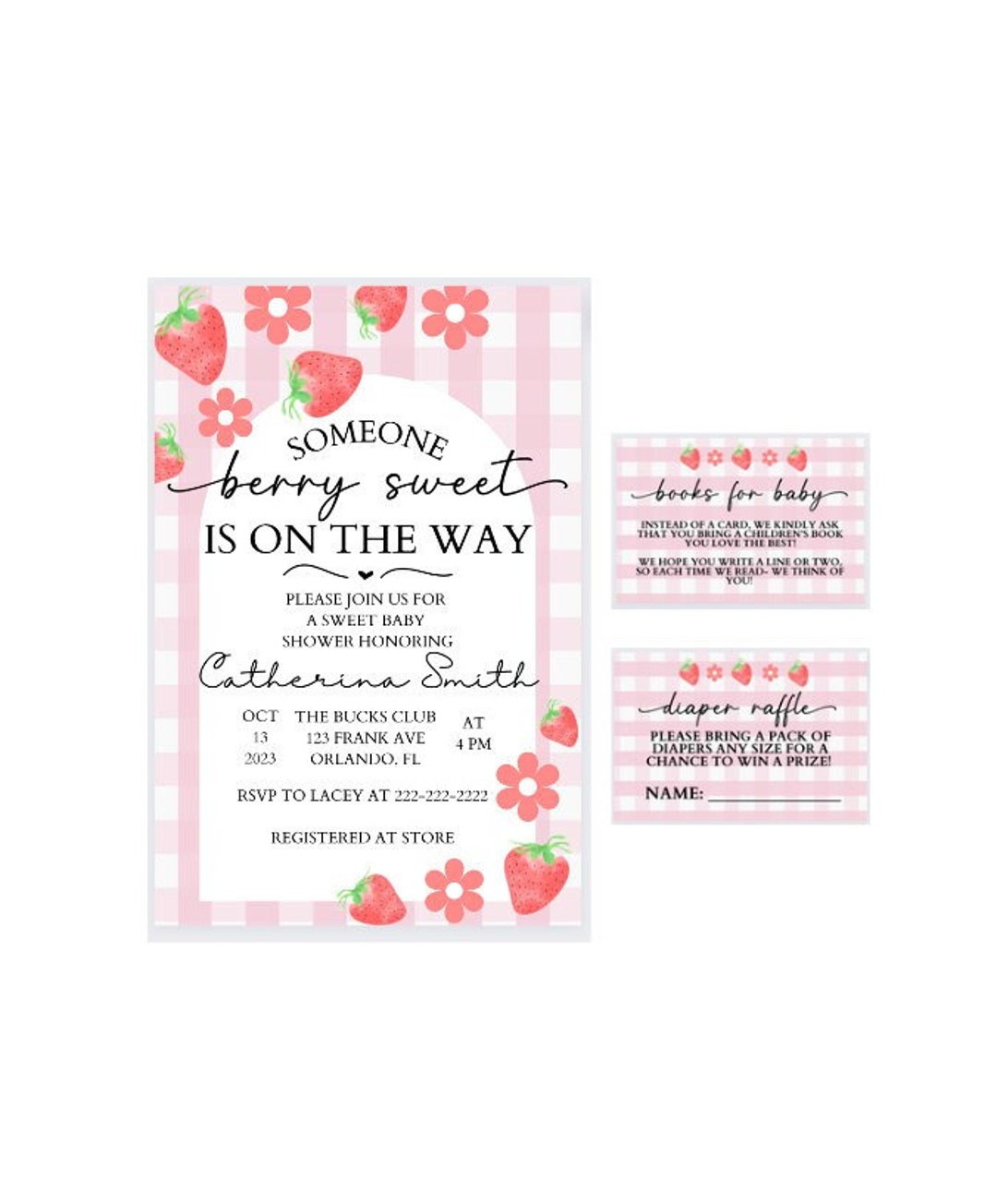 Berry Sweet Strawberry Baby Shower Invitation Template, Berry Sweet ...