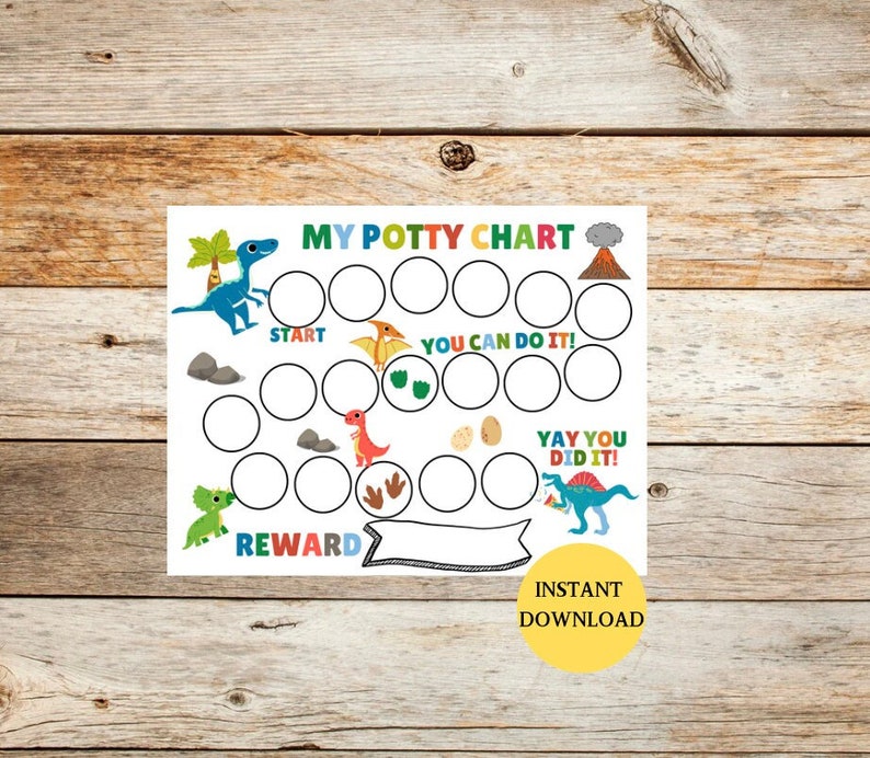 Dinosaur Potty Chart, Printable Potty Training Chart, Boy Sticker Chart ...