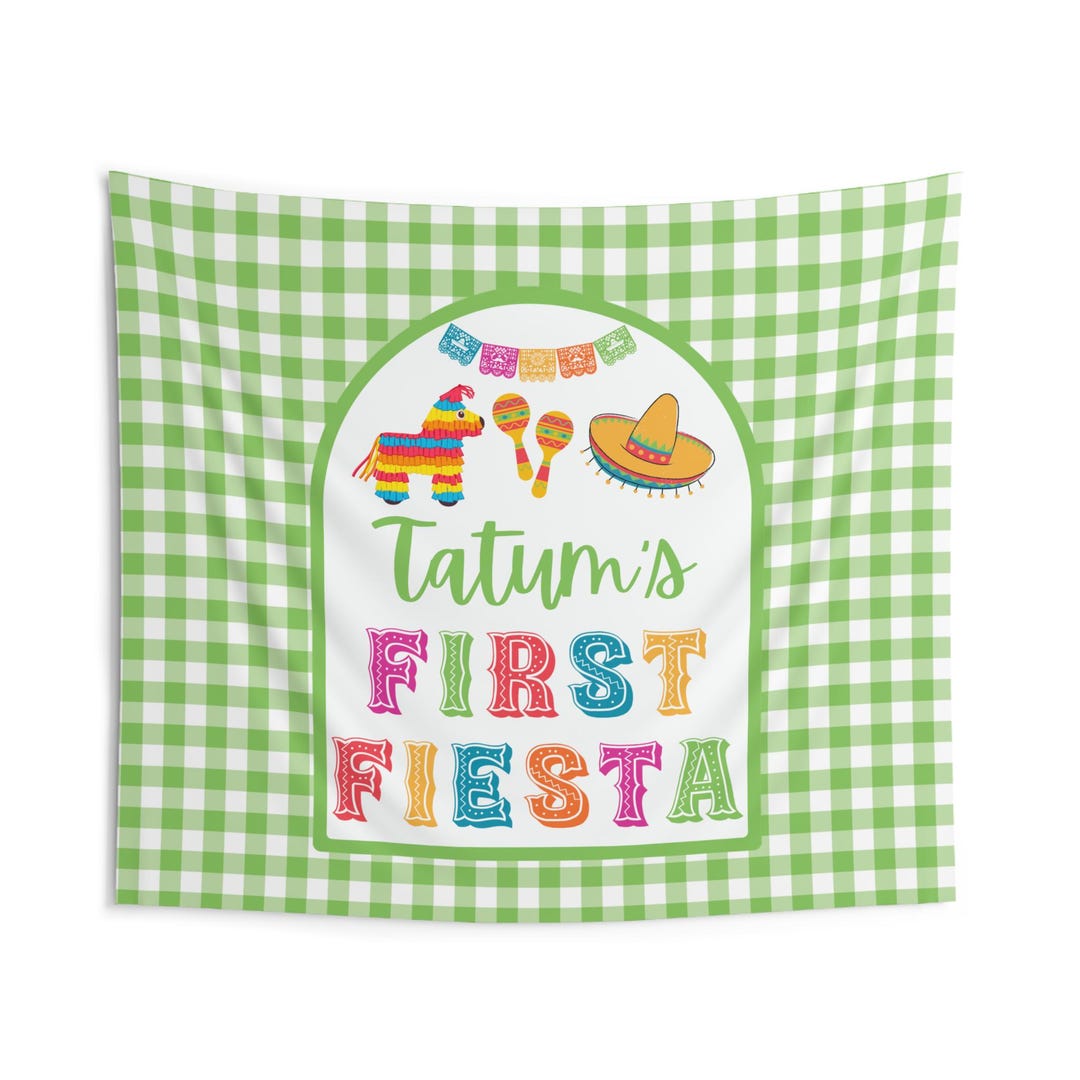 First Fiesta Birthday Banner, Indoor Wall Tapestries, Mexican Fiesta ...