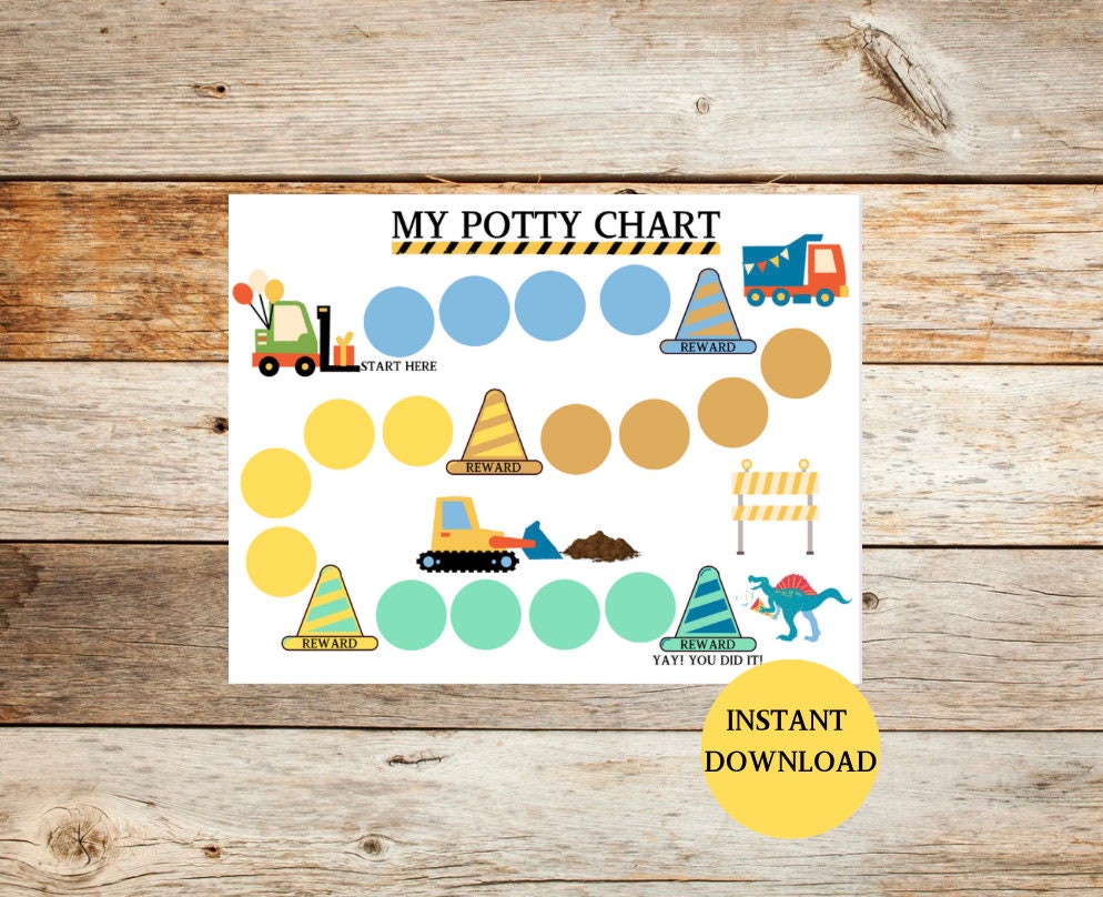 Printable Potty Chart, Construction Potty Chart, Construction Potty ...