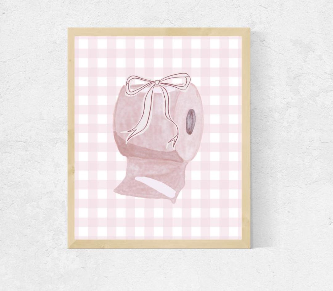 Pink Gingham Bow Toilet Paper Print, Girly Pink Bathroom Decor, College ...