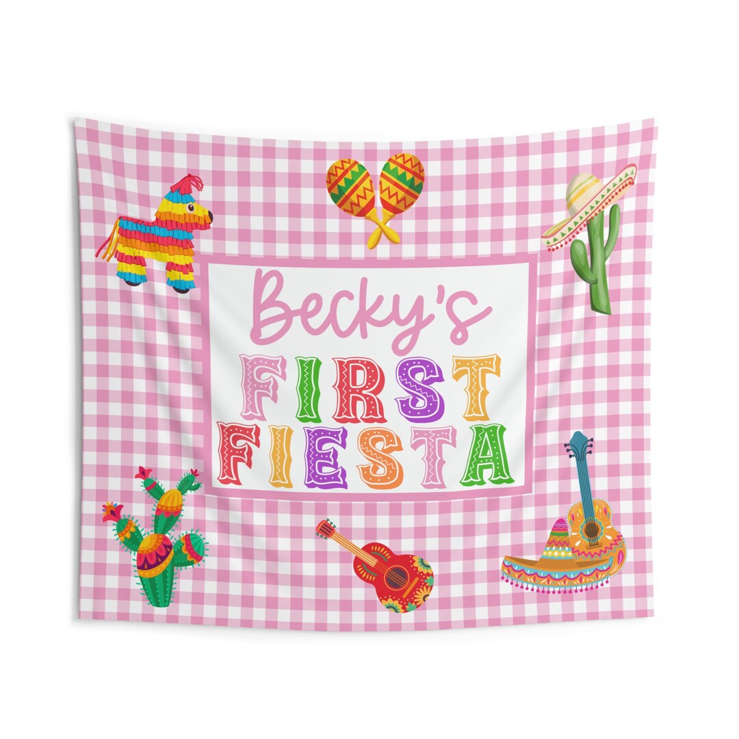 First Fiesta Birthday Banner, Indoor Wall Tapestries, Mexican Fiesta ...