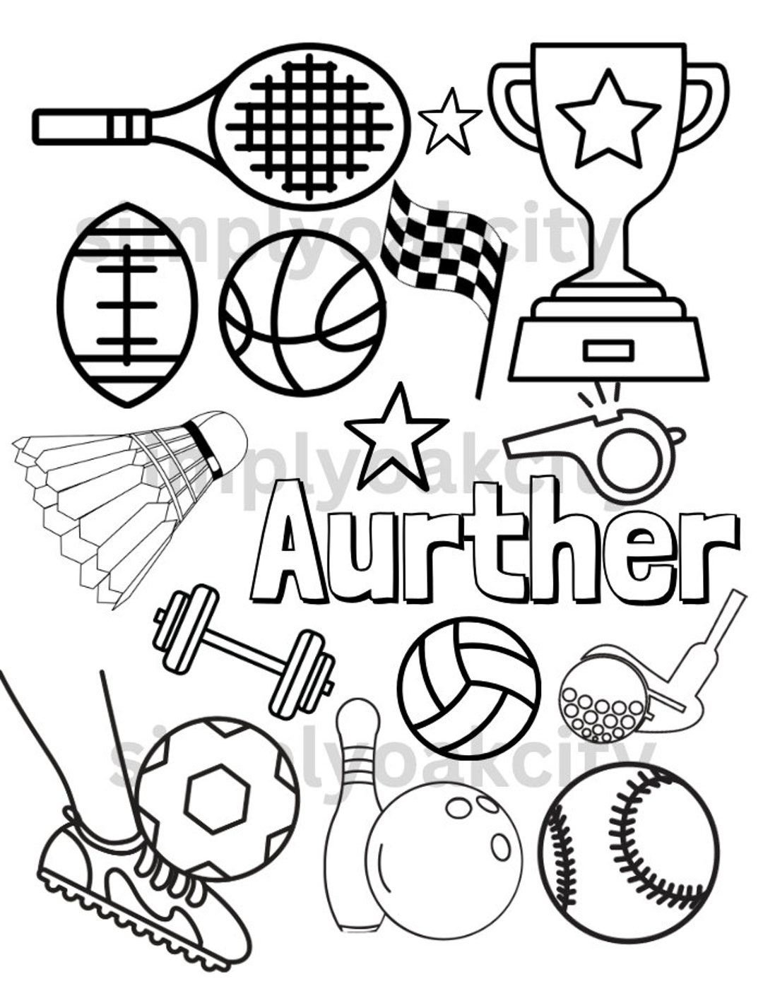 Custom Sports Theme Coloring Pages, Boy Name Coloring Page ...