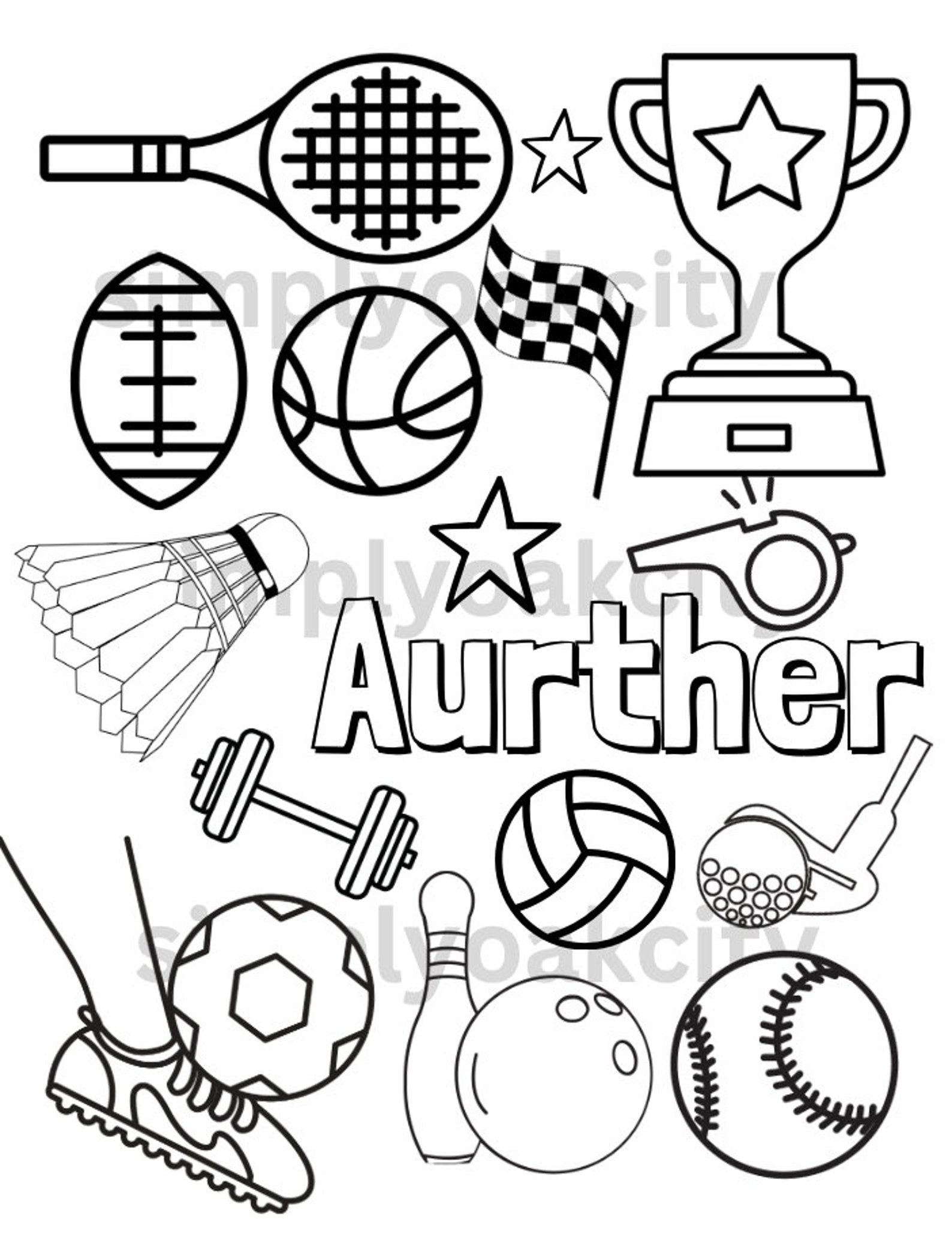 Custom Sports Theme Coloring Pages, Boy Name Coloring Page ...