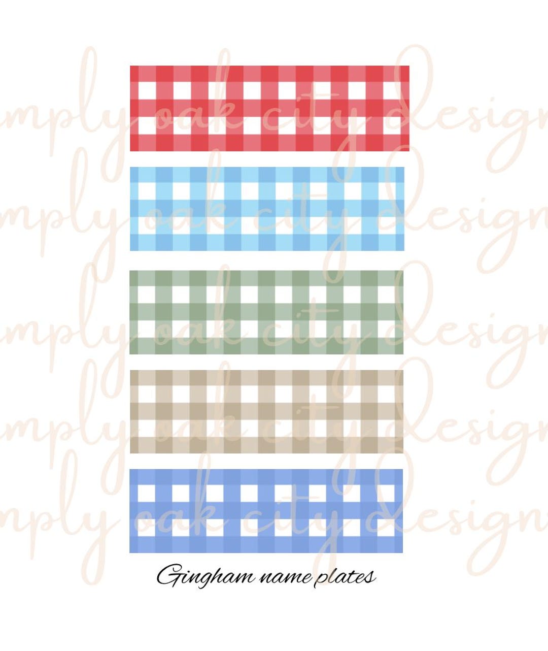 Gingham Name Plate Bundle Png, Digital Download, Preppy Gingham Kids ...