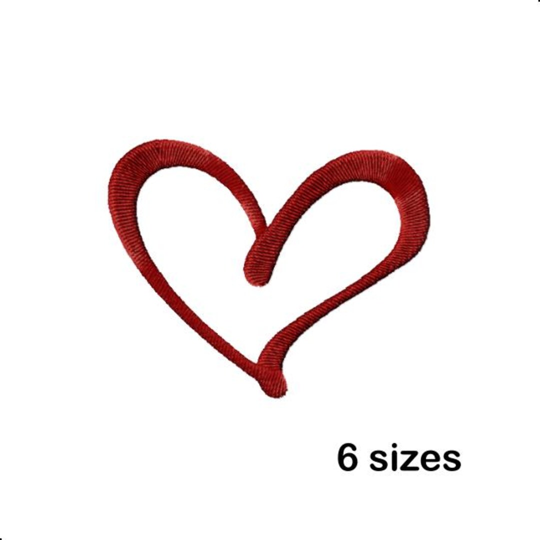 Heart Outline Machine Embroidery Design, Open Sketch Heart, Instant ...