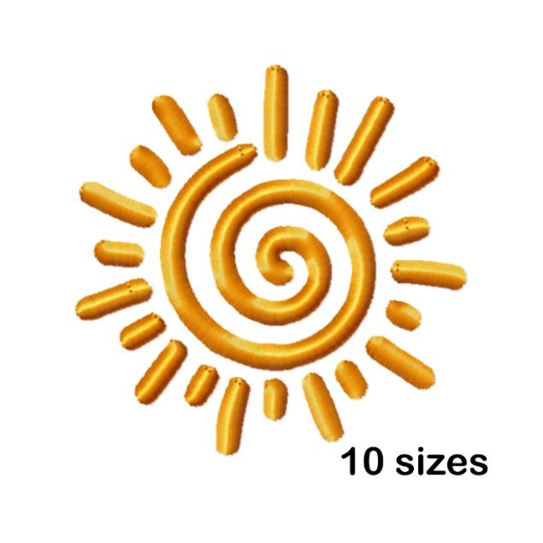 Spiral Sun Machine Embroidery Design, Whimsical Sunshine Pattern ...
