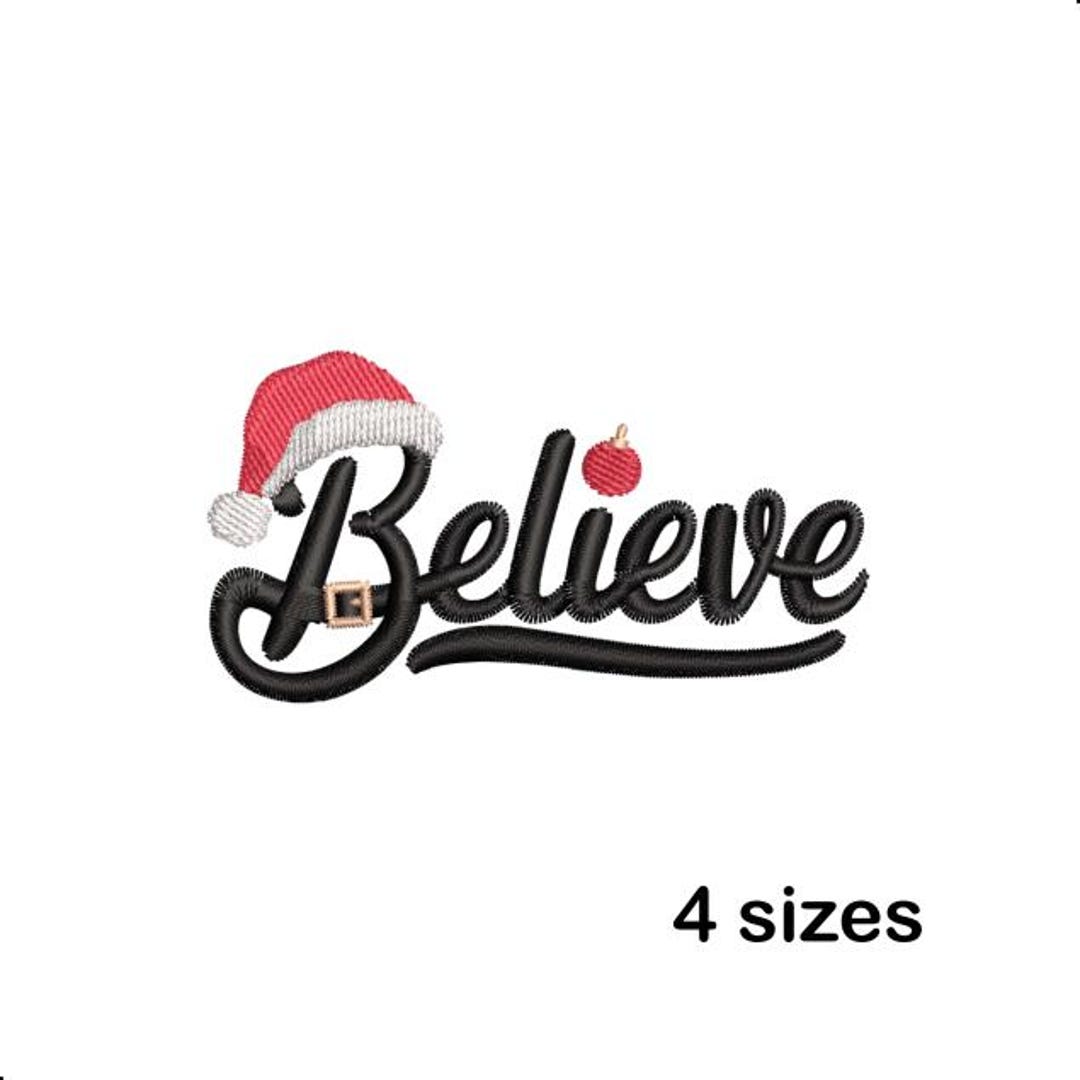 Believe Machine Embroidery Design, Christmas Embroidery File, Holiday ...