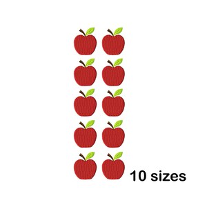 Apple Embroidery Design, Instant Download in 10 Sizes - Etsy