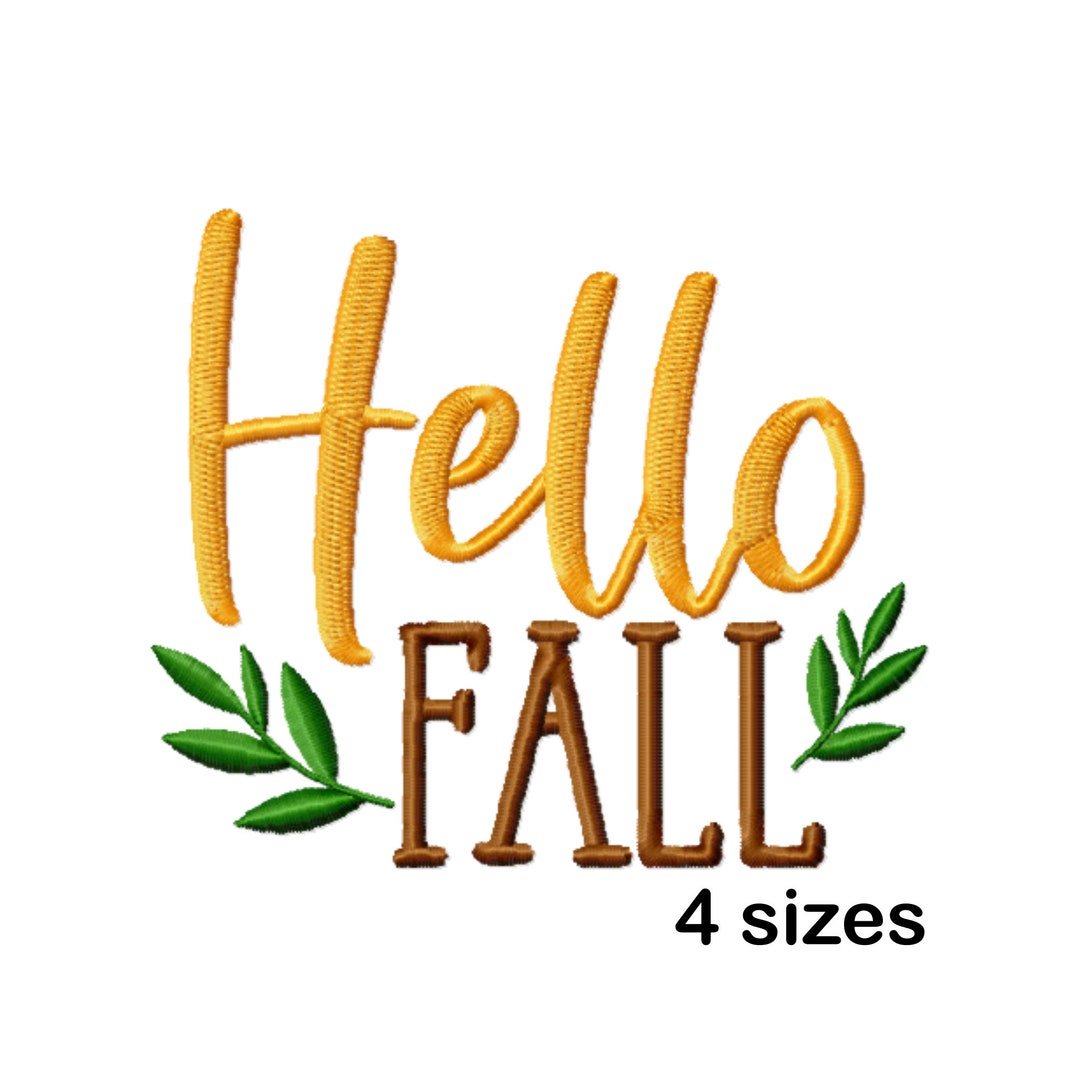Hello Fall Embroidery Design, Instant Download in 4 Sizes - Etsy