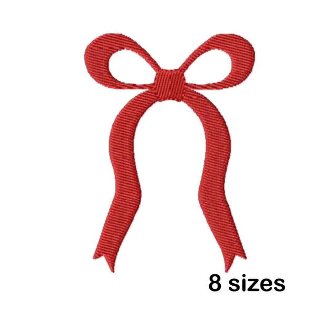 Red Bow Embroidery Design, Classic Filled Stitch Minimalist, Instant ...