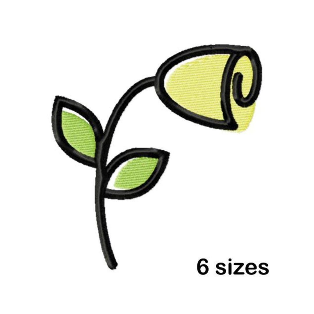Rosebud Machine Embroidery Design, Yellow Minimal Floral, Instant ...