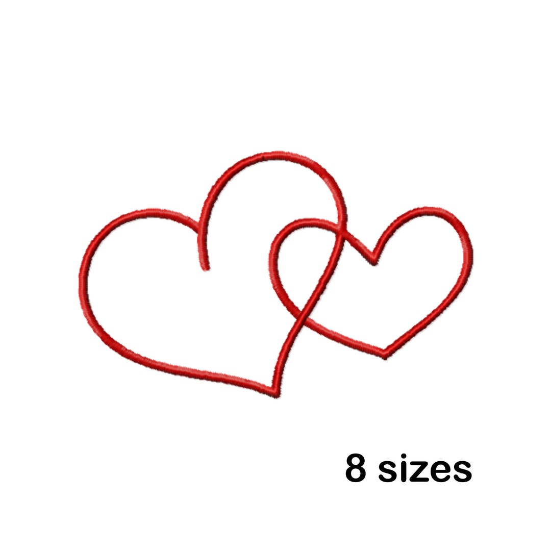 Two Hearts Embroidery Design, Instant Download in 8 Sizes - Etsy