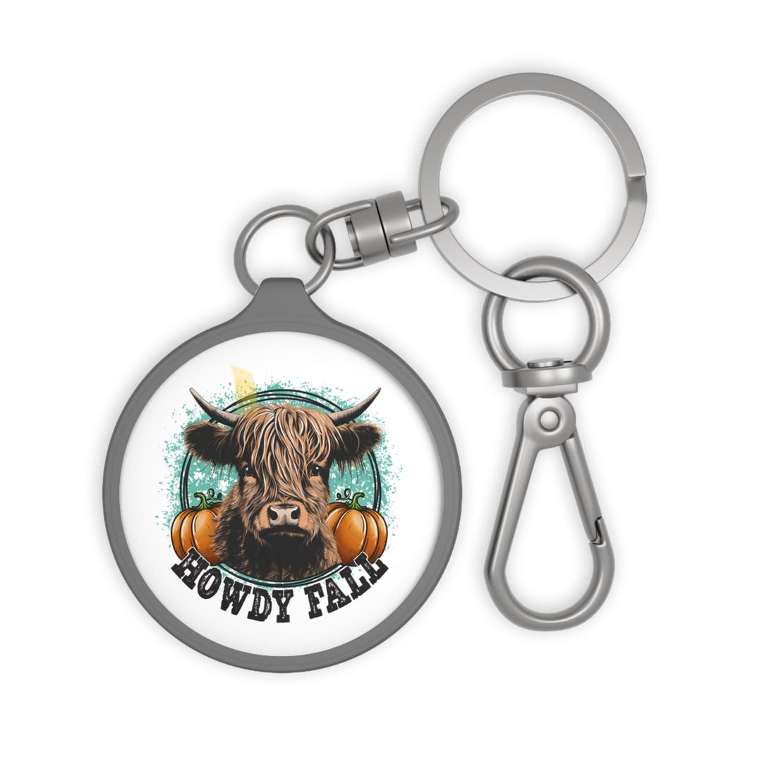 Highland Cow Keyring Tag, Autumn Keychain, Cute Animal Bag Charm, Cow ...