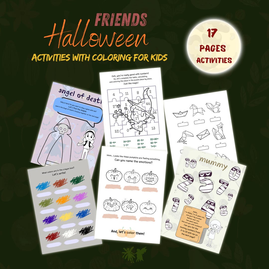 Halloween Activities Coloring Book Printable, Instant Download Coloring ...