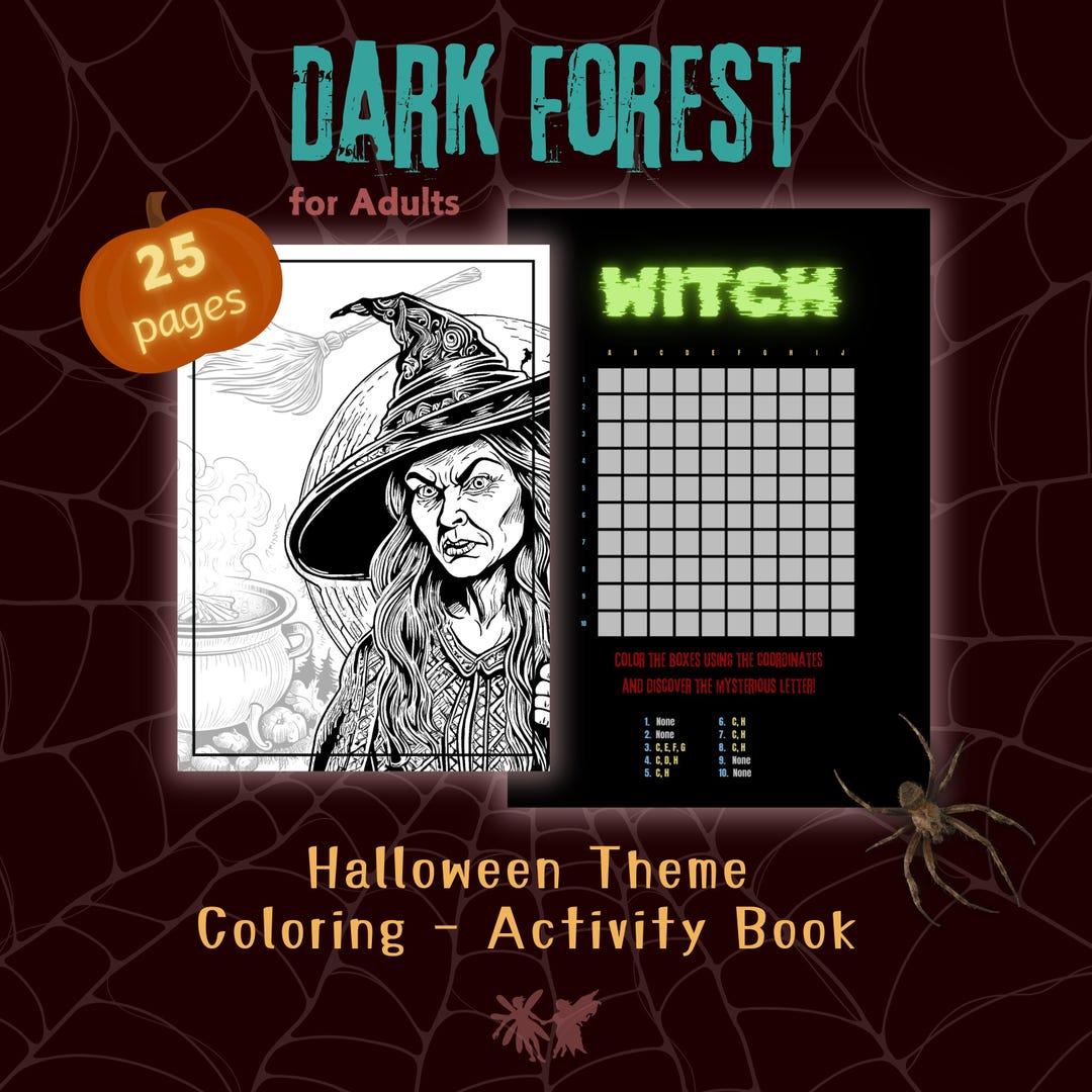 Halloween Theme Digital Coloring, Activity Book for Adults Printable ...