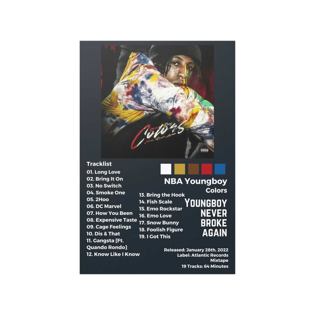 Youngboy Never Broke Again Poster Colors Art Rap Tracklist - Etsy
