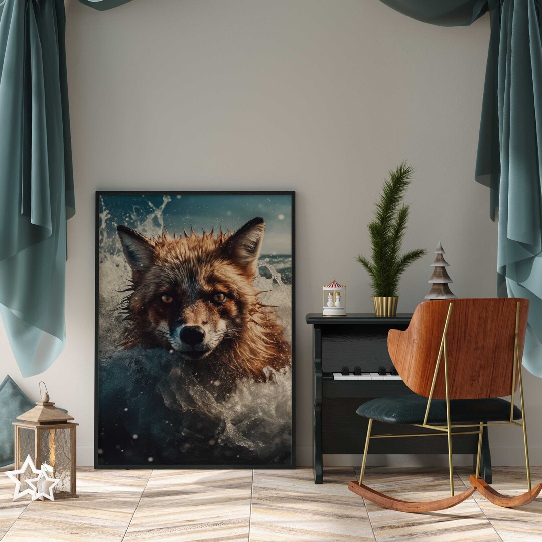 Fuchs Portrait Im Wasser Fox Poster Premium AP3023 / Animal Art ...