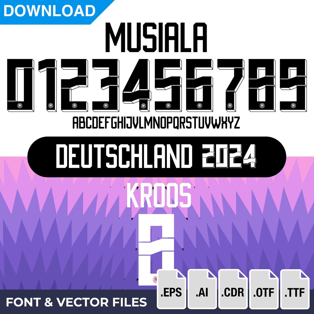 Schriftart Vektor Trikot Deutschland 2024 Schriftart Ai, Eps, Cdr, Otf ...