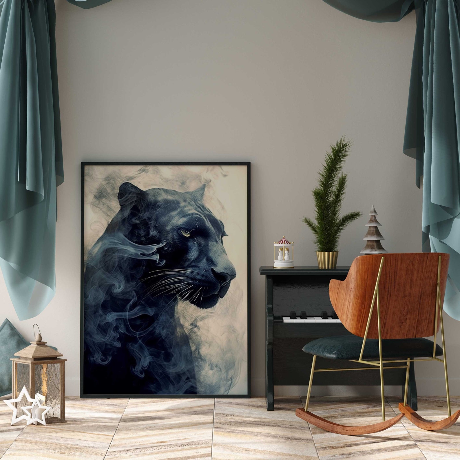 Panther Portrait Aus Rauch / Panther Poster Premium AP3173 / Animal Art ...