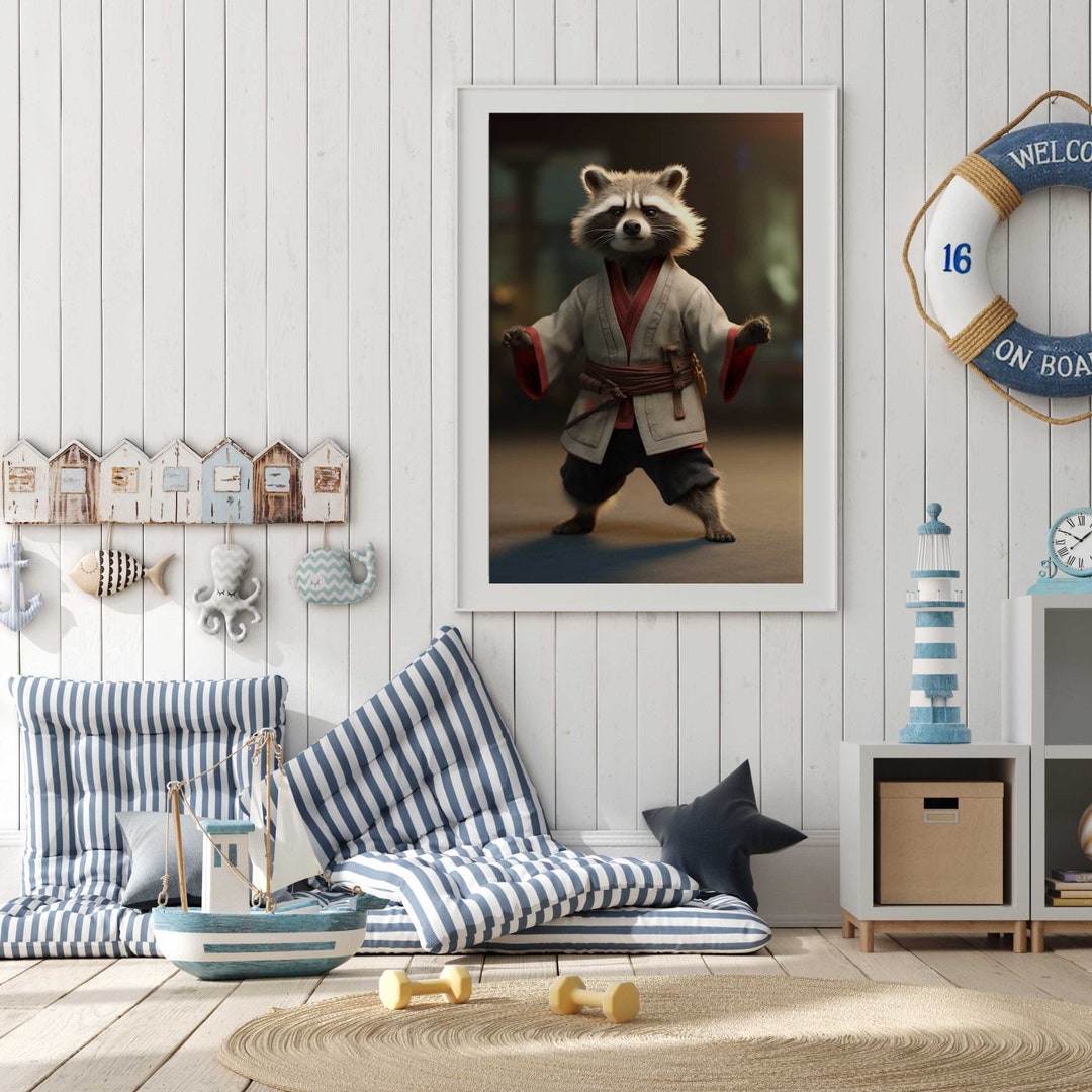Waschbär Portrait / Kung Fu / Racoon Poster Premium AP3122 / Animal Art ...