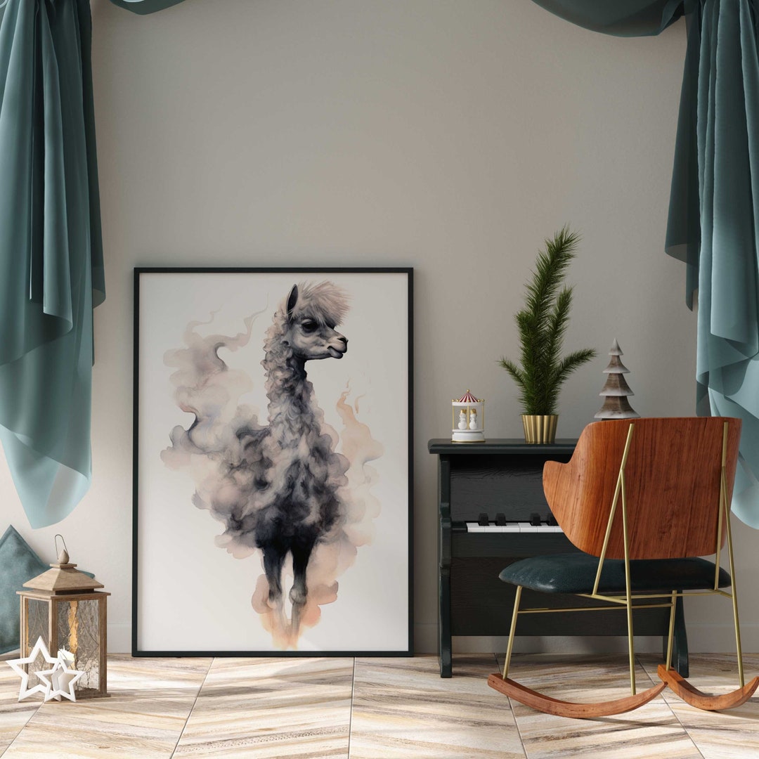 Alpaka Portrait Aus Rauch / Alpaca Poster Premium AP3167 / Animal Art ...