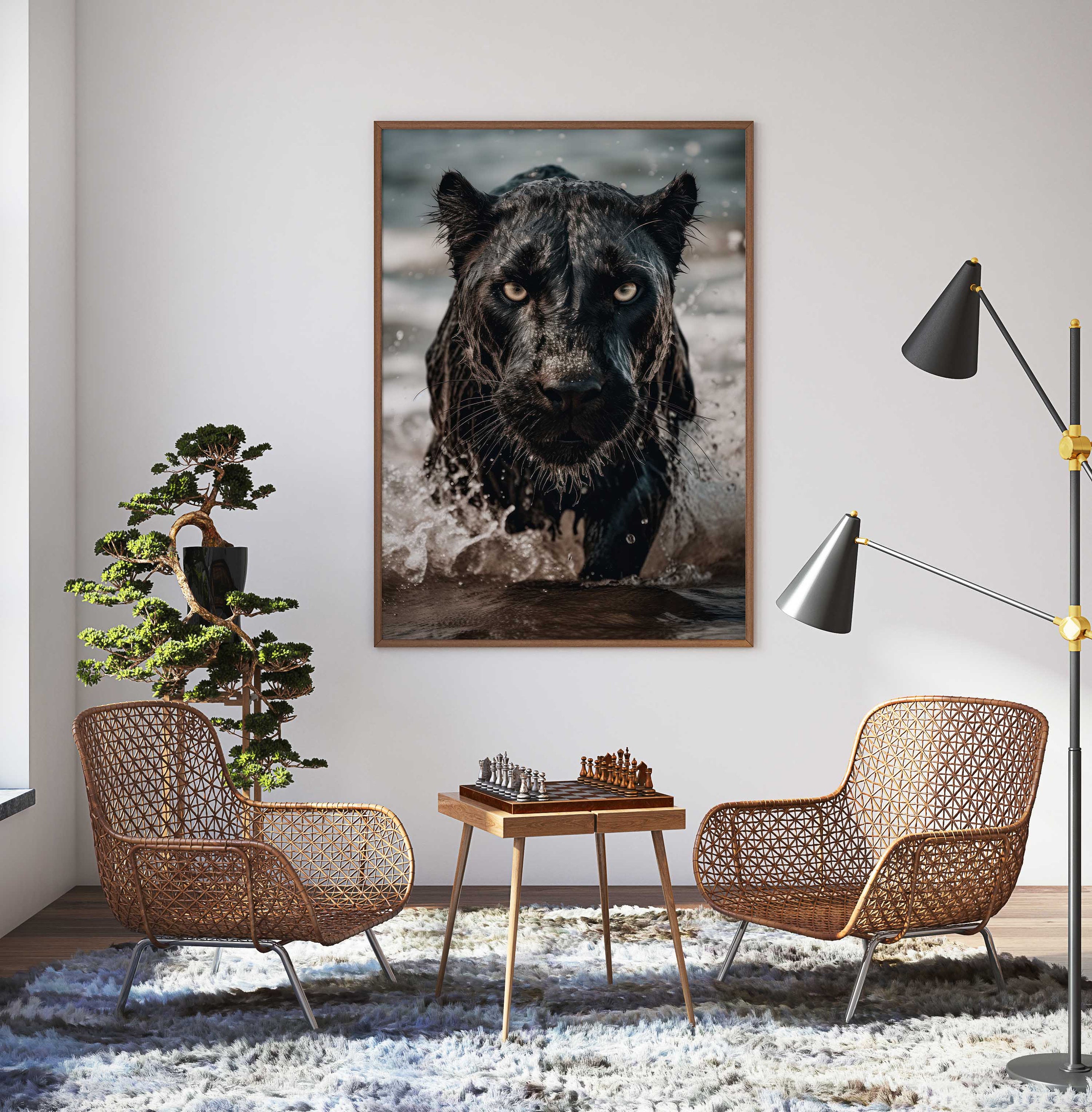 Schwarzer Puma Portrait Im Wasser Black Puma Poster Premium AP3028 ...