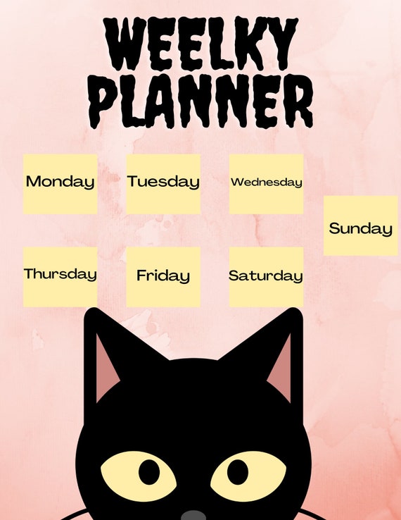 Black Cat Planner - Etsy