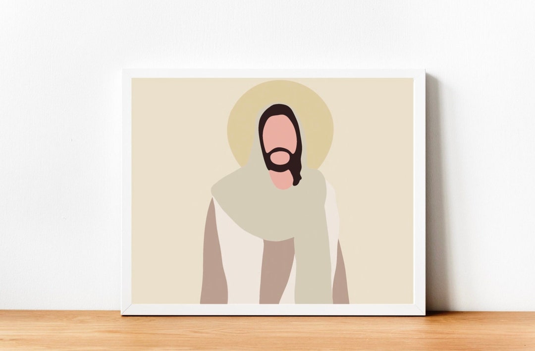 Boho Natural Christian Jesus Print - Etsy