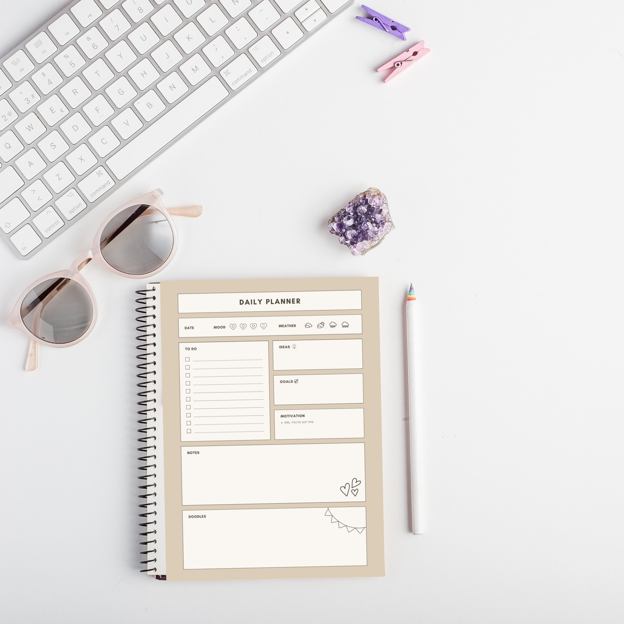 Digital Daily Motivational Beige Planner, Printable Single Page A4/A5 ...