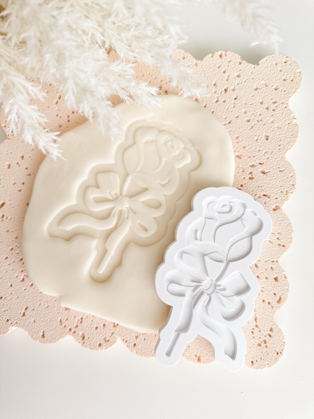 Stemmed Rose With Bow Cookie Stamp and Cutter, Love Themed Cookies ...