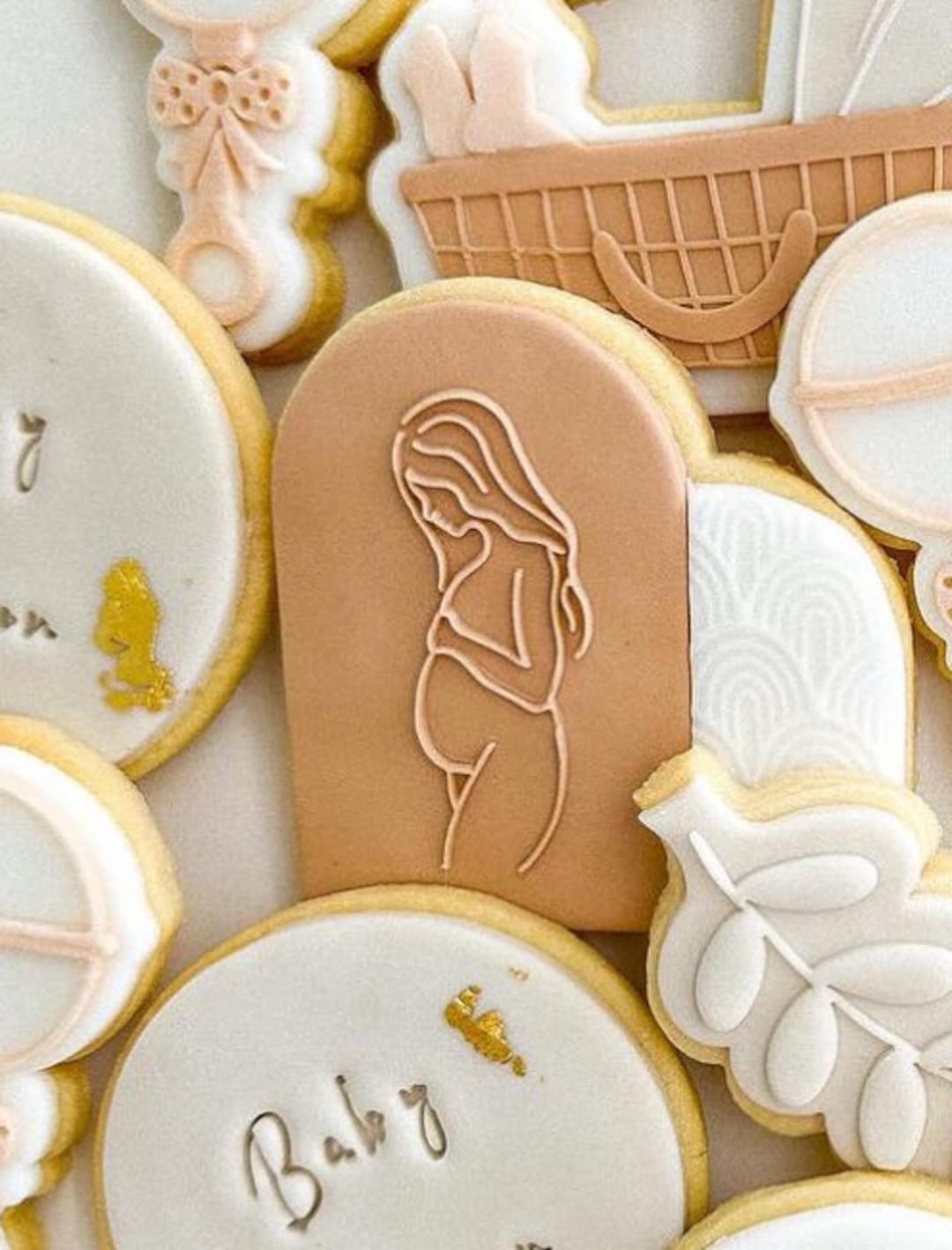 Pregnant Woman Cookie Cutter & Fondant Stamp, Debosser, Baby Themed ...