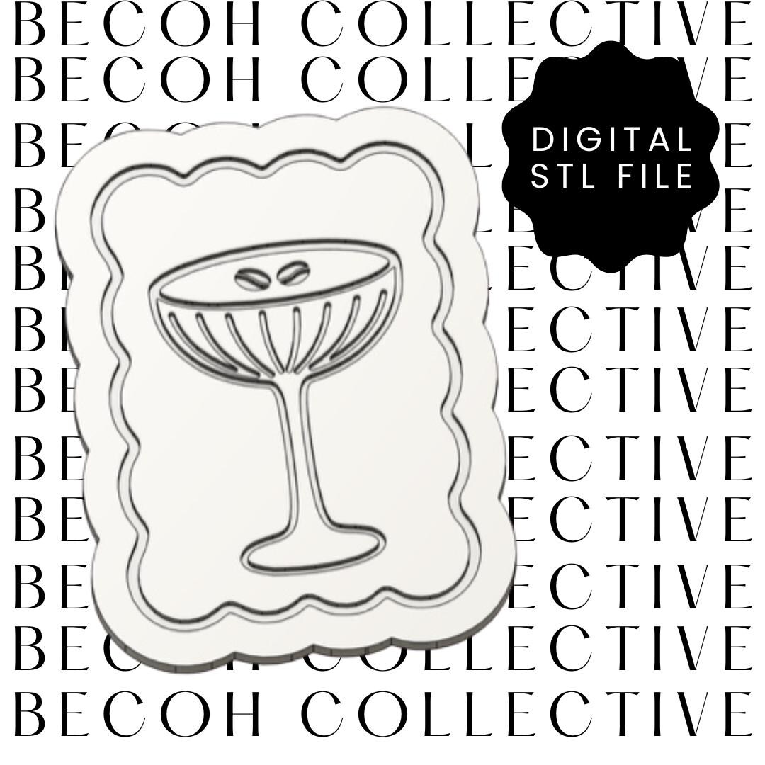 Espresso Martini Cookie Stamp & Cutter, Wavy Border, STL File (digital ...