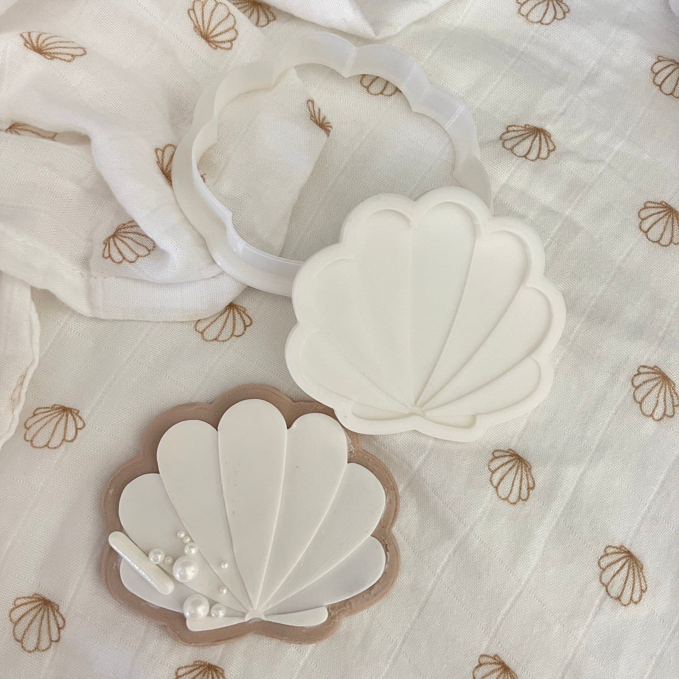 Sea Shell Cookie Cutter & Fondant Stamp Debosser Cookie - Etsy